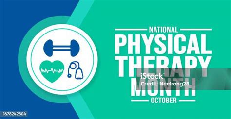 10월은 전국 물리 치료의 달 배경 템플릿으로 배경 배너 플래카드 카드 책 표지 및 포스터 디자인 템플릿에 사용됩니다 물리치료에 대한 스톡 벡터 아트 및 기타 이미지