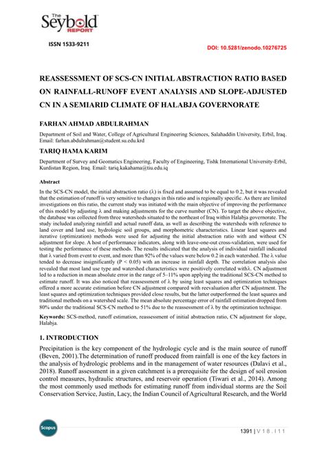 Pdf Reassessment Of Scs Cn Initial Abstraction Ratio Based On