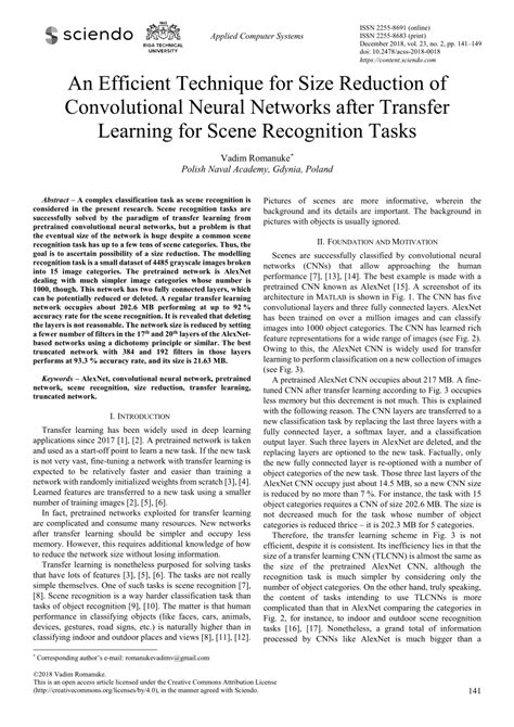 Pdf An Efficient Technique For Size Reduction Of Convolutional Neural Networks After Transfer
