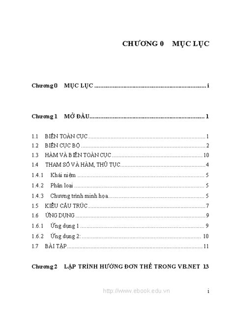 Lp trinh vb net lập trình vb net ebook edu i CHƯƠNG MỤC LỤC Chương MỞ Studocu