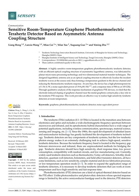 Pdf Sensitive Room Temperature Graphene Photothermoelectric Terahertz Detector Based On
