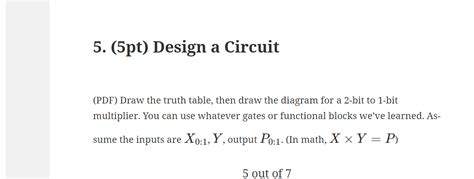 Solved 5 5pt Design A Circuit Pdf Draw The Truth Table