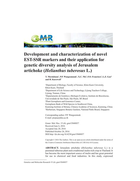 Pdf Development And Characterization Of Novel Est Ssr Markers And