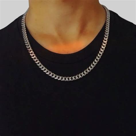 Mens Silver Chain Necklace 16 Inches 40cm 7mm Width Curb Boys