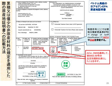 Dmiの記載を原産地証明書に 関税削減 Com