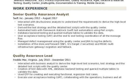 Quality Analyst Resume Sample Senior Quality Assurance Analyst Resume