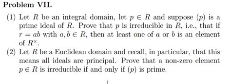 Solved Problem Vii 1 Let R Be An Integral Domain Let P E