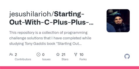 Github Jesushilariohstarting Out With C Plus Plus Programming