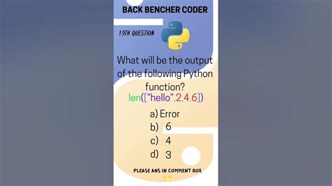 19th Question Python Programmingquestions Trending Trendingshorts Virralshorts Youtube
