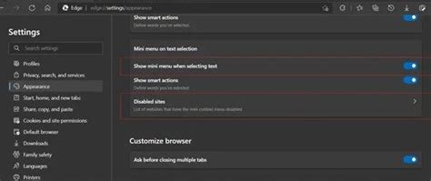 How To Enable Mini Menus For Text Selection In Microsoft Edge