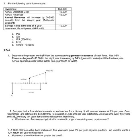 Solved 1 For The Following Cash Flow Compute A Pw B Aw