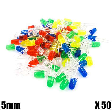 Ociodual Kit 50 Diodos Led 5mm Rojo Azul Verde Ama Grandado