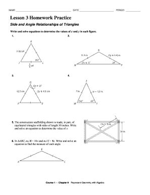 Course 1 Chapter 9 Represent Geometry With Algebra Answer Key Fill