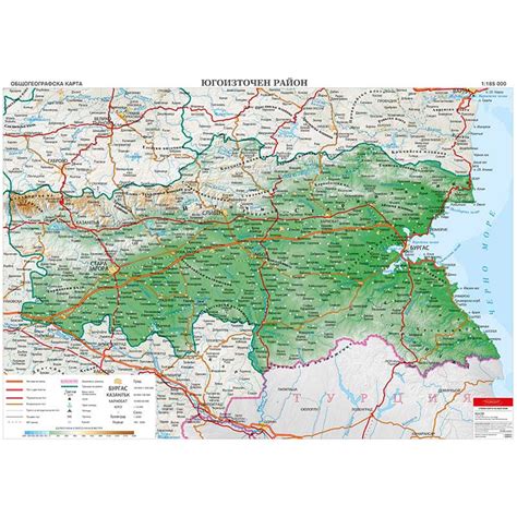 България Югоизточен район общогеографска карта