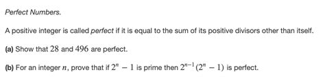 Solved Perfect Numbers A Positive Integer Is Called Perfect