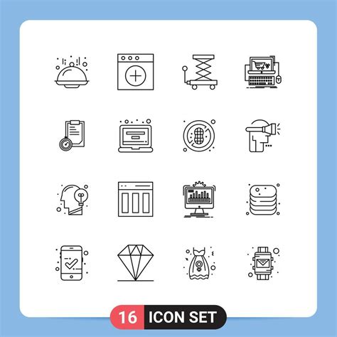 User Interface Pack Of 16 Basic Outlines Of Planning Deadline Lift Game Shop Editable Vector