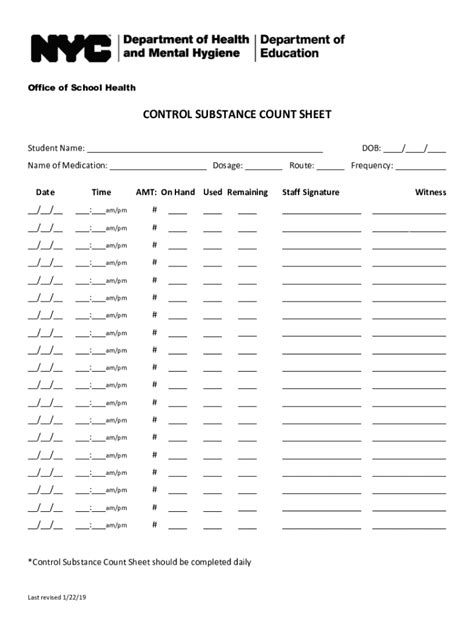 Fillable Online Controlled Substance Count Sheet Fax Email Print