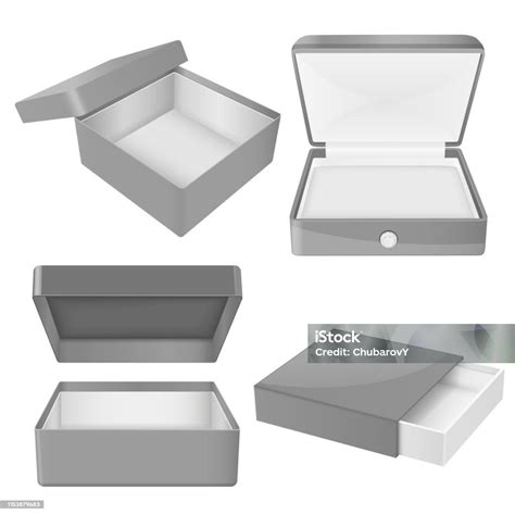 회색 선물 상자입니다 다양 한 상자 세트 벡터 3d 일러스트 0명에 대한 스톡 벡터 아트 및 기타 이미지 0명 보석 상자