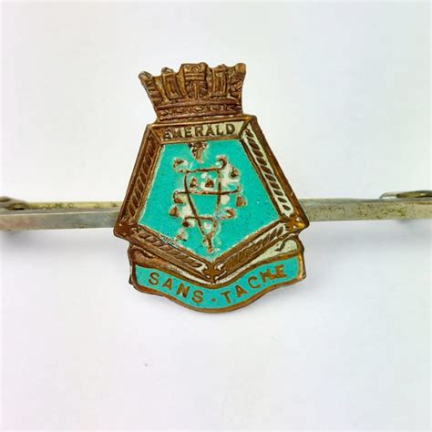 British Wwii Royal Navy Hms Emerald Enamel Sweetheart Brooch Sally
