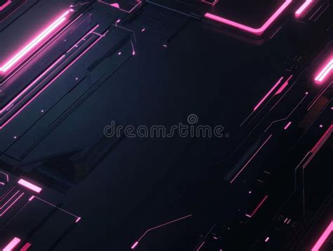 Abstract Futuristic Digital Interface With Pink Neon Lights Stock Image