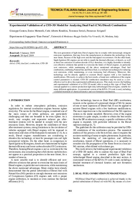 Pdf Experimental Validation Of A Cfd 3d Model For Analyzing Dual Fuel Cng Diesel Combustion