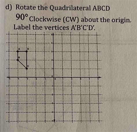Solved D Rotate The Quadrilateral ABCD Clockwise CW About The Origin Label The Vertices