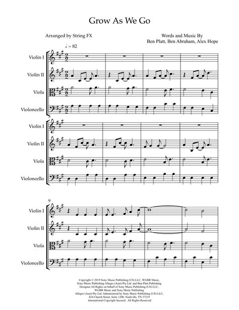 Grow As We Go Arr String FX By Ben Platt Sheet Music For String