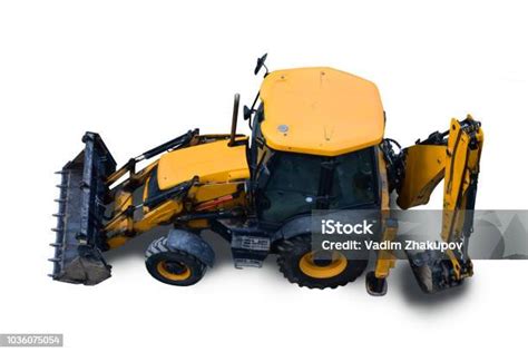 더티 하 고 먼지 굴 착 기 로더 트랙터 흰색 배경에 고립 전형적인 로딩 로딩 발굴 및 다른 주기를 위한 범용 특수 장비 0명에 대한 스톡 사진 및 기타 이미지 Istock