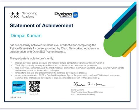 Dimple Kumari On Linkedin Pythonprogramming Learninganddevelopment Cisco Certification