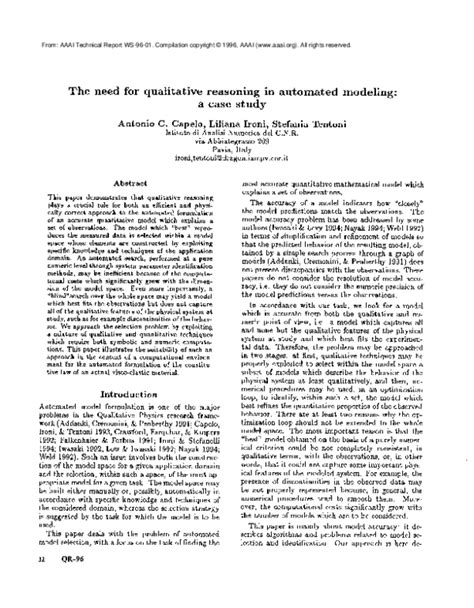 Pdf The Need For Qualitative Reasoning In Automated Modeling A Case