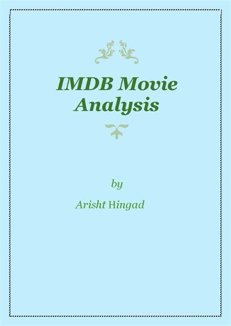 Imdb Movie Analysis Imdb Movie Analysis By Arisht Hingad Project