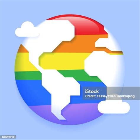 프라이드 세계 지구 행성 고립 된 평등 Lgbtqia 개념 만화 벡터 일러스트 3d 플랫 지구본에 대한 스톡 벡터 아트 및 기타 이미지 지구본 3차원 형태 Lgbt