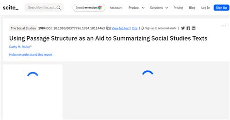 Using Passage Structure As An Aid To Summarizing Social Studies Texts