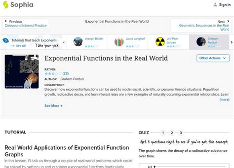 sophia algebra i exponential functions in the real world lesson 4 instructional video for 9th