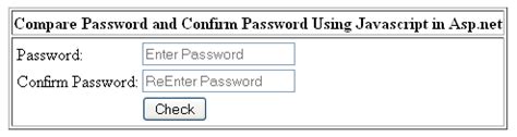 How To Compare Password And Confirm Password Using Javascript In Asp