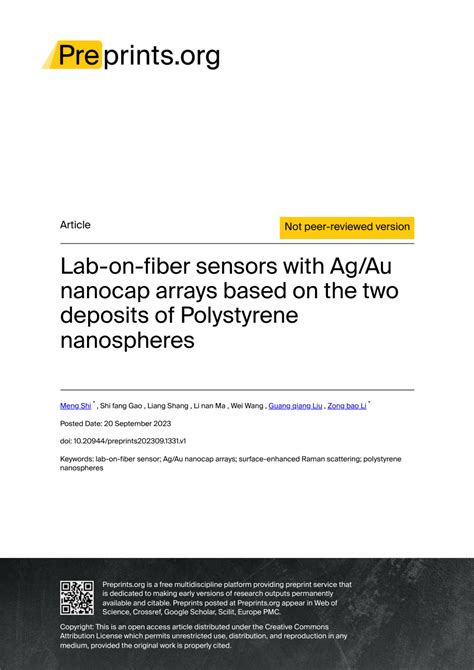 Pdf Lab On Fiber Sensors With Agau Nanocap Arrays Based On The Two Deposits Of Polystyrene