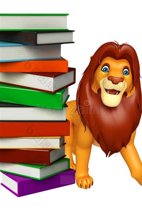 可爱的狮子卡通人物与书 包图企业站