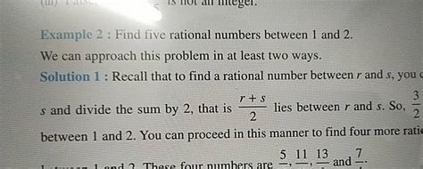 Example 2 Find Five Rational Numbers Between 1 And 2 We Can Approach T