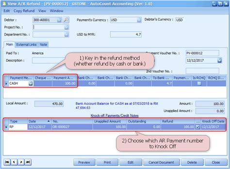 Ar How To Refund Deposit In Multiple Date Autocount Resource Center