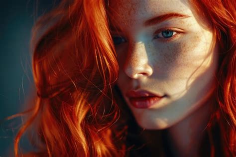 Premium Photo Beauty Redhead Girl With Long And Shiny Wavy Red Hair