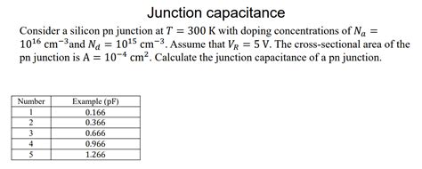 Solved Junction Capacitance Consider A Silicon Pn Junction