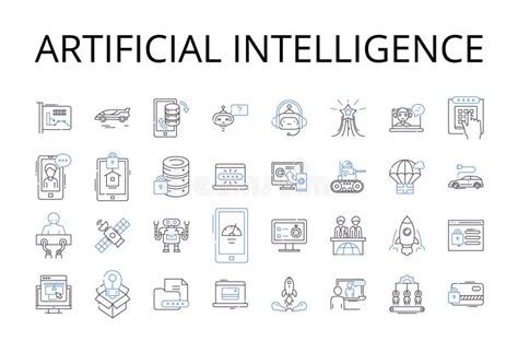 Artificial Intelligence Line Icons Collection Machine Learning Cognitive Computing Digital