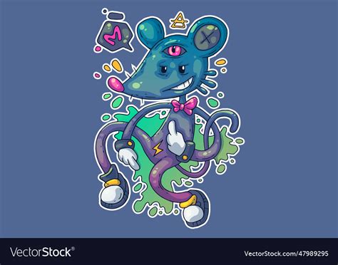 Creative Cartoon Strange Mouse In A Funny Pose Vector Image