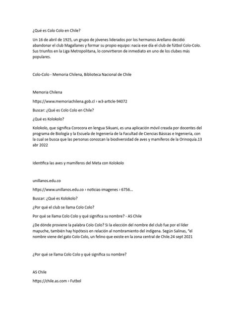 Qué Es Colo Colo En Chile Pdf
