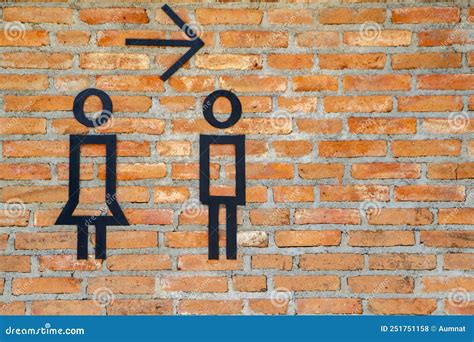 Female Male Restroom Sex Symbol On Red Brick Wall Stock Photo Image Of Equality Connection