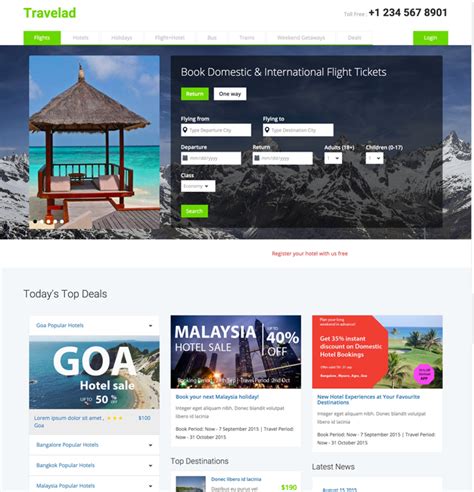 10 best free travel hotel html5 templates designmaz