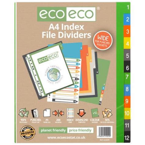 Eco Eco A4 50 Recycled Wide Ctsteco029s Dividers And Indexes