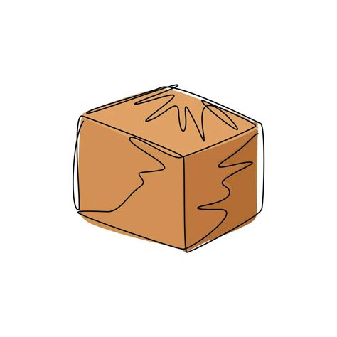 Continuous One Line Drawing Cardboard Boxes Icon Container Template Carton Packaging Closed