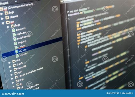 Software Developer Workspace Screen Stock Image Image Of Blue