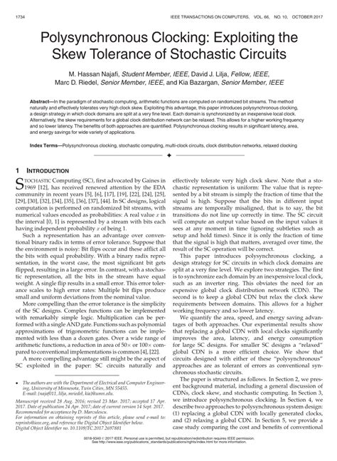 Pdf Polysynchronous Clocking Exploiting The Skew Tolerance Of Stochastic Circuits
